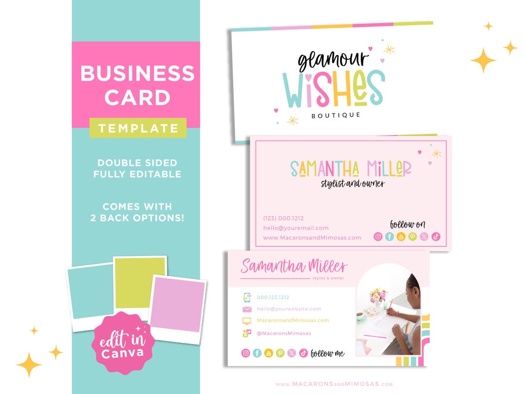 Colorful Rainbow Business Card Design Editable in Canva With Your Logo ...
