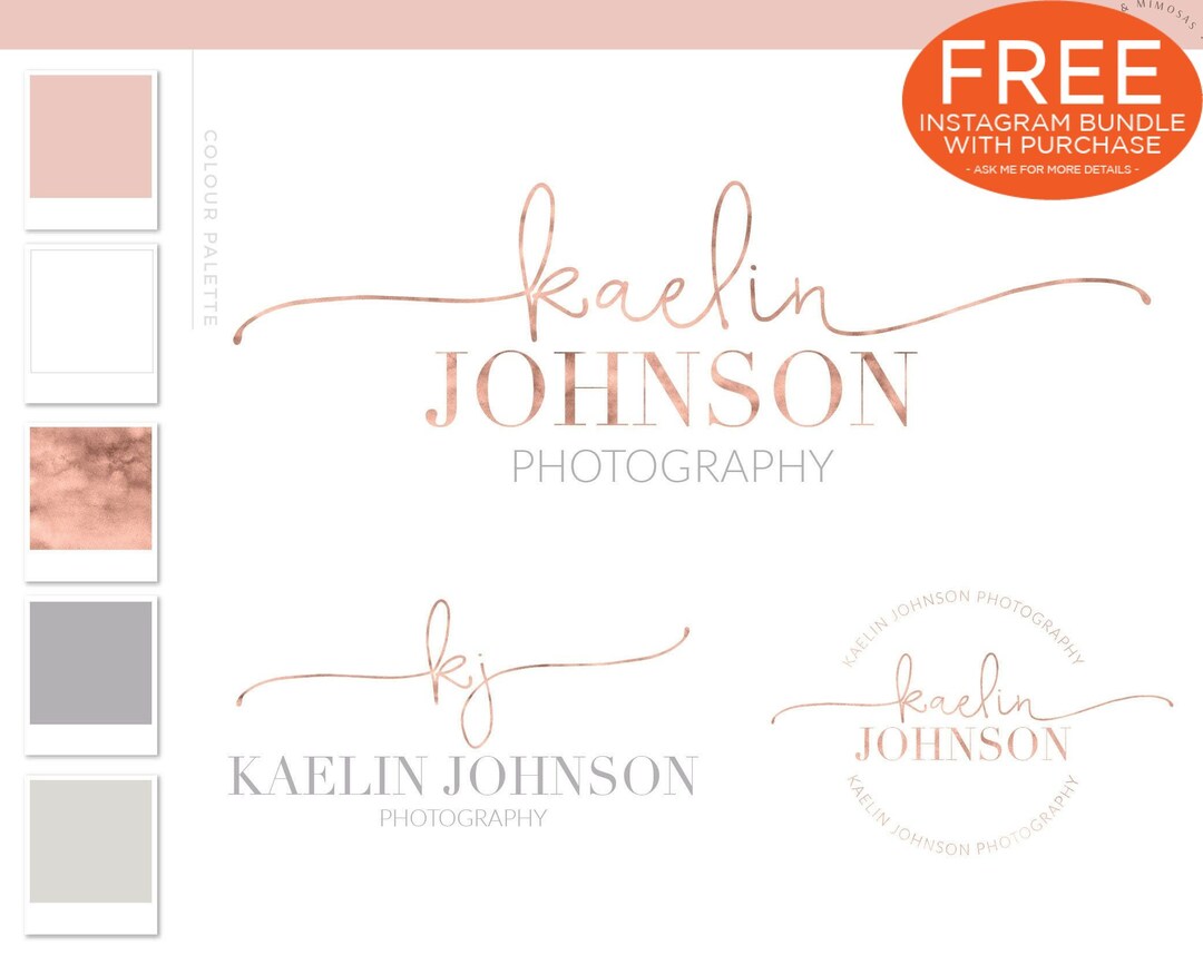 Rose Gold Watercolor Logo Design Custom Logo Design - Etsy