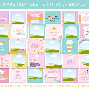 Rainbow Teacher Instagram Post Social Media Templates Bundle for Canva ...
