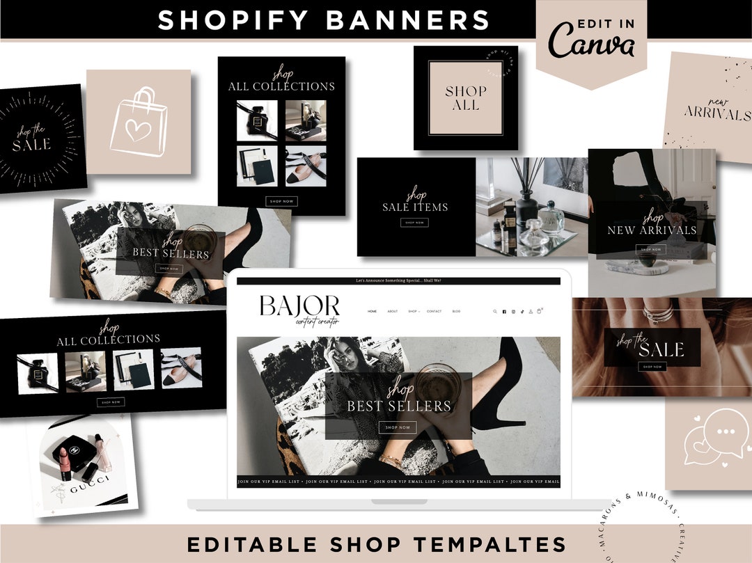 Shopify Store Banner Edit in Canva, Website Banner Templates Bundle ...