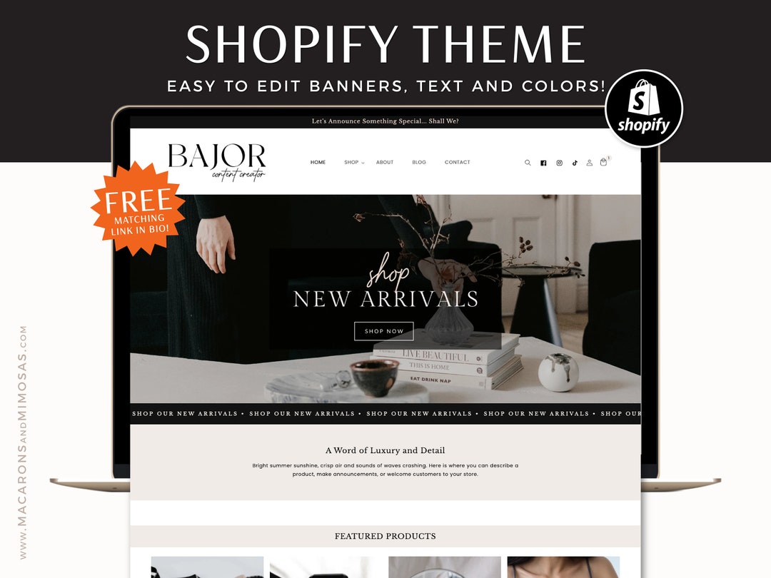 Shopify Theme Template, Minimal Shopify Website, Shopify Store Banner ...