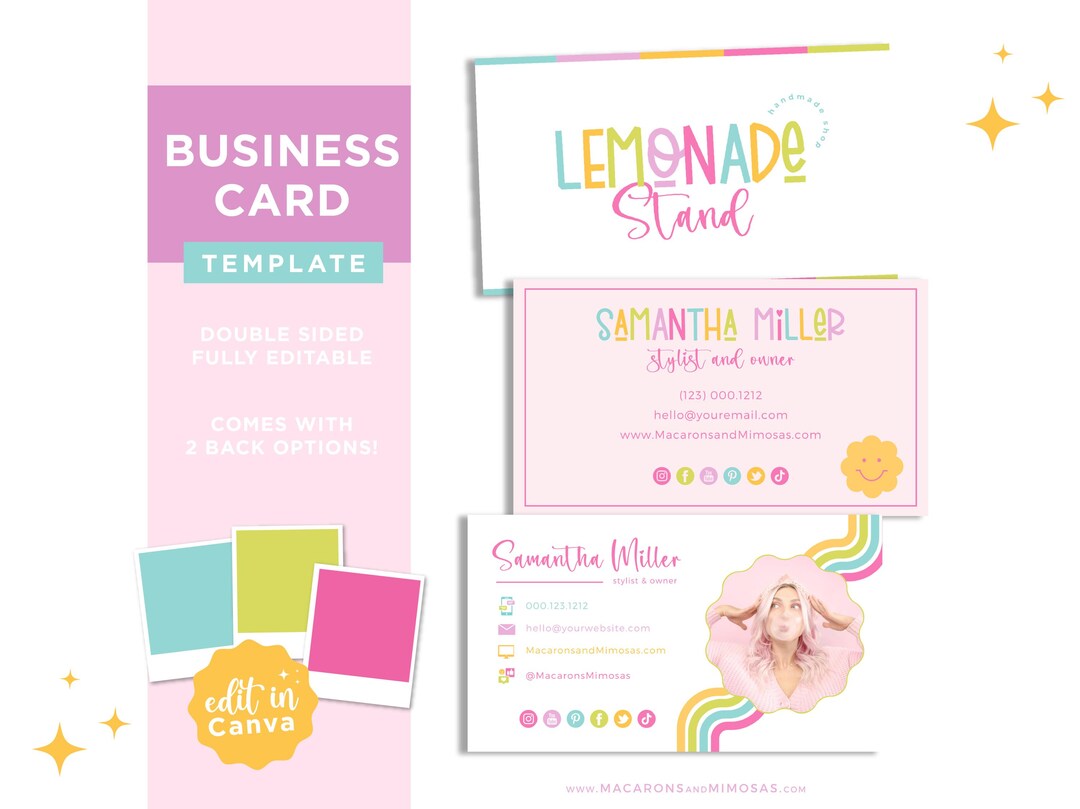Bright Retro Business Card Template, Canva Template Business Card ...