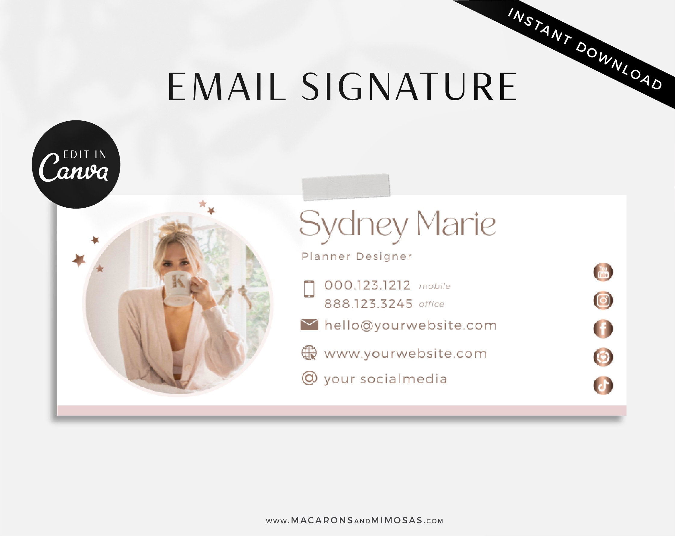 Rose Gold Email Signature Design Logo Template Best Seller | Etsy