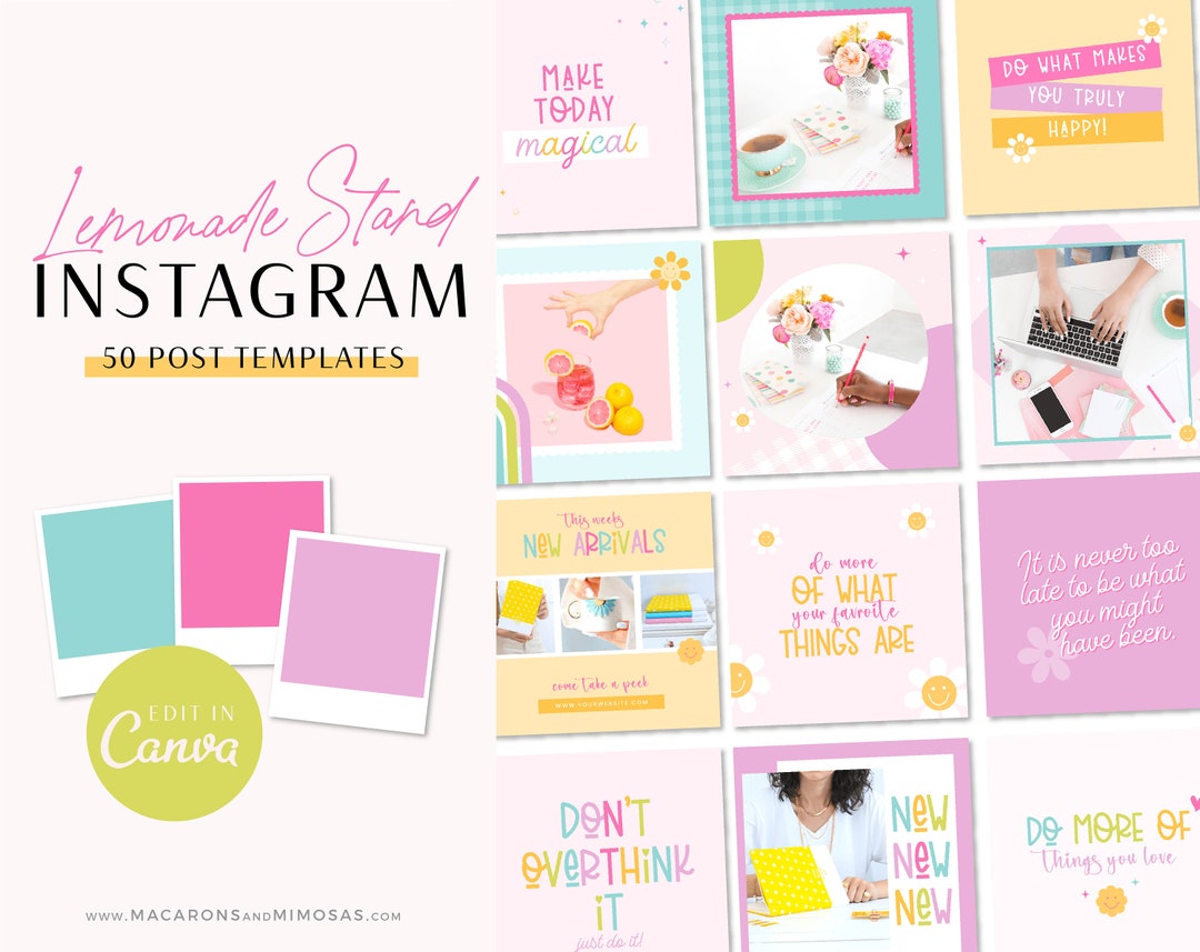 Bright Rainbow Instagram Post Templates Canva, Colorful Creative ...
