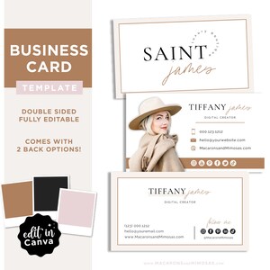 Boho Business Card Template, Canva Digital Business Card Template ...