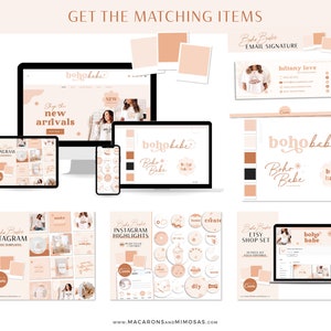 Boho Etsy Shop Banner Kit and Template Set, Complete Marketing Package ...