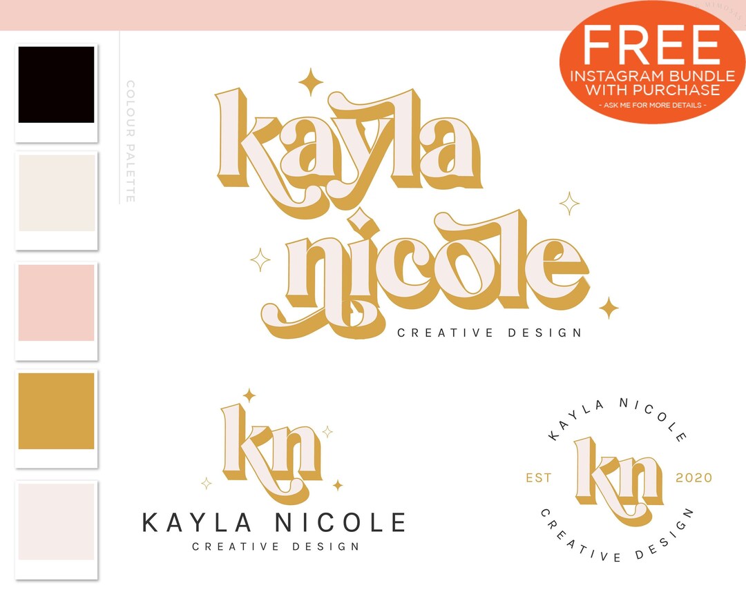 Vintage Logo Retro Logo Design Package Star Sparkle Boho - Etsy