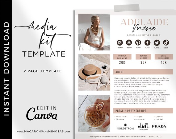 Paper Social 1 Page Media Kit and Rate Sheet for Blogger Influence Rate ...