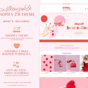 Shopify Theme Pink Bright Red, Retro Shopify Website, Shopify Banners ...