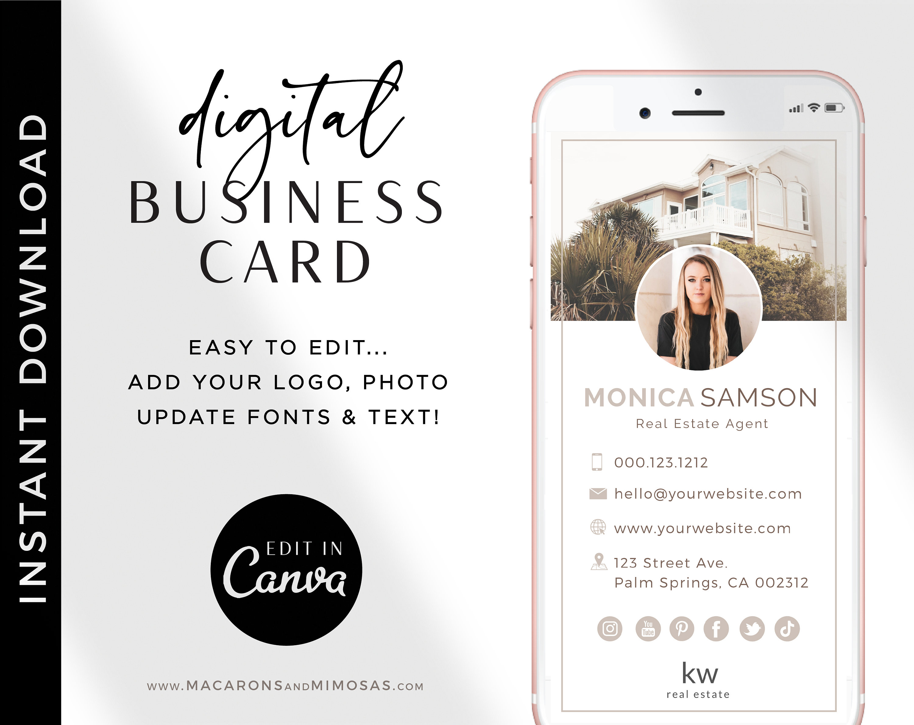 Digital Business Card Template Modern Business Card for | Etsy