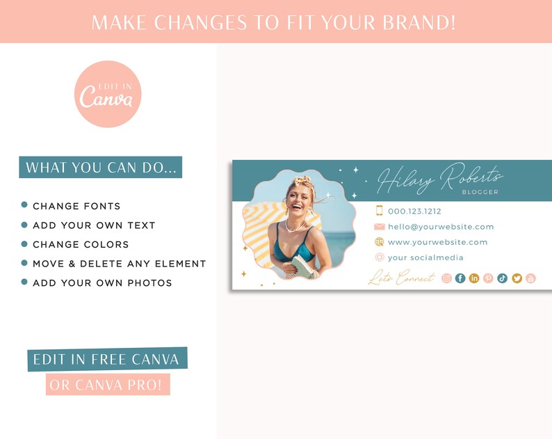 Bright Boho Email Signature Template Canva Business Email - Etsy