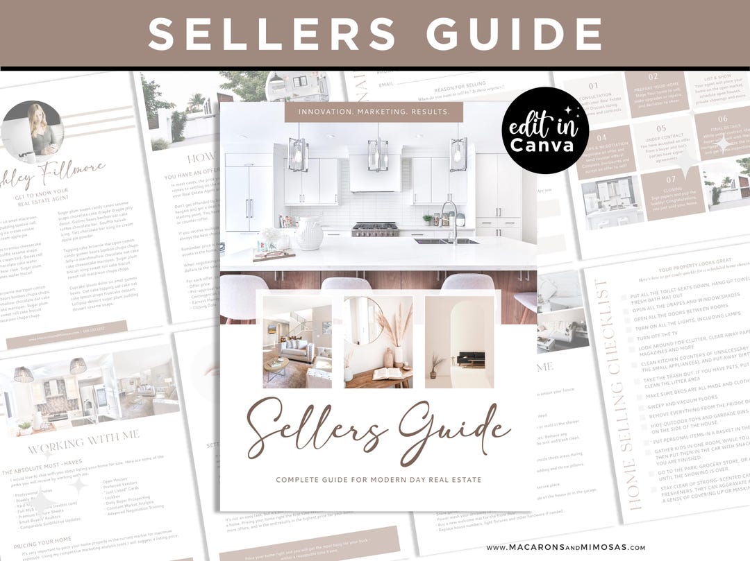Pre-listing Seller Guide With a Editable Modern Marketing Welcome Kit ...