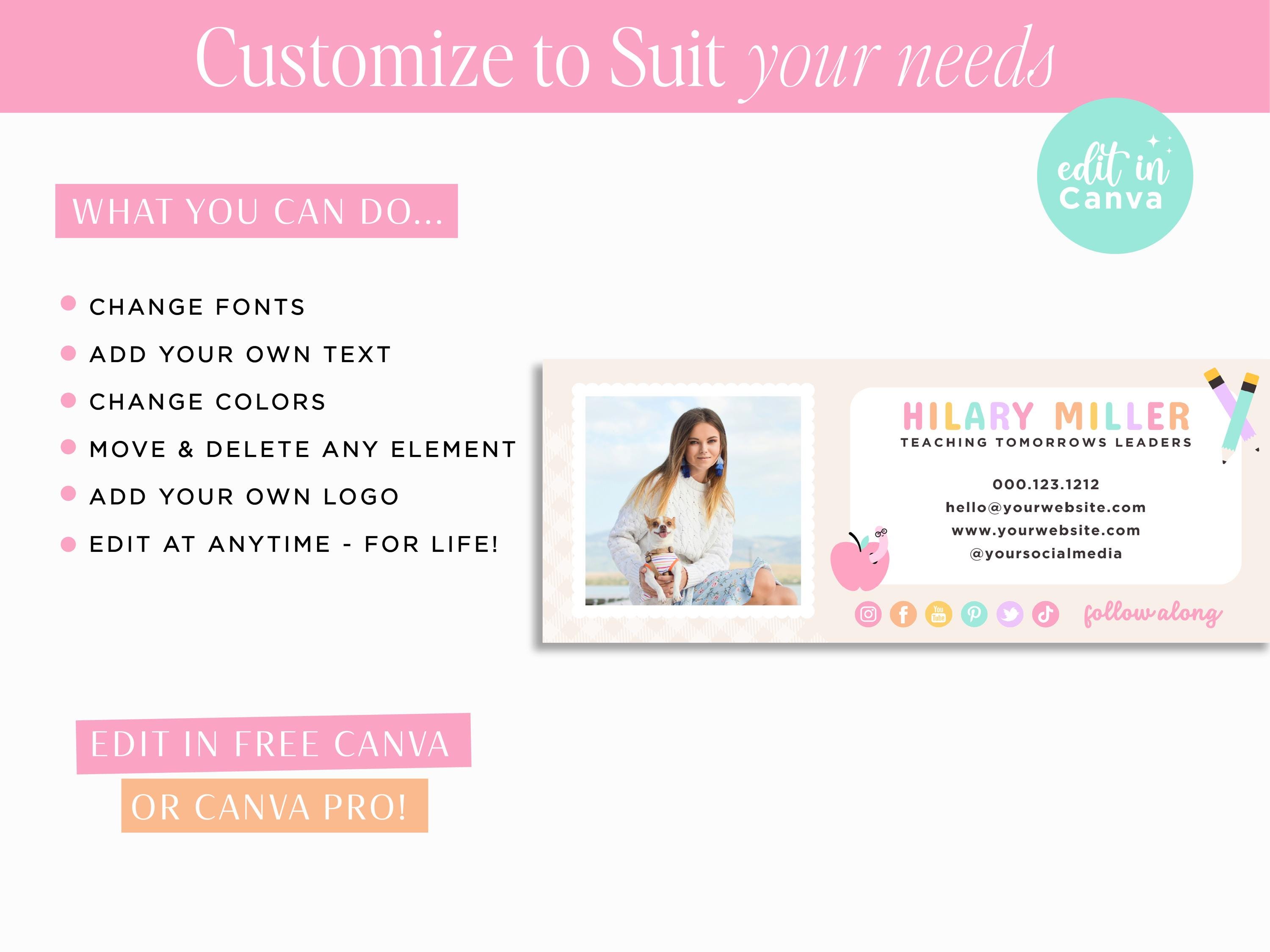 Colorful Fun Teacher Email Signature Template for Canva - Customizable ...