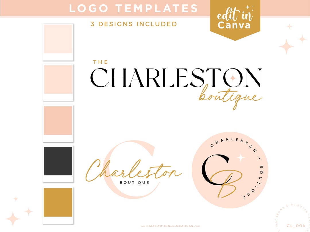 Editable Logo Design, DIY Retro Boho Logo Bundle, Cute Photography Logo ...