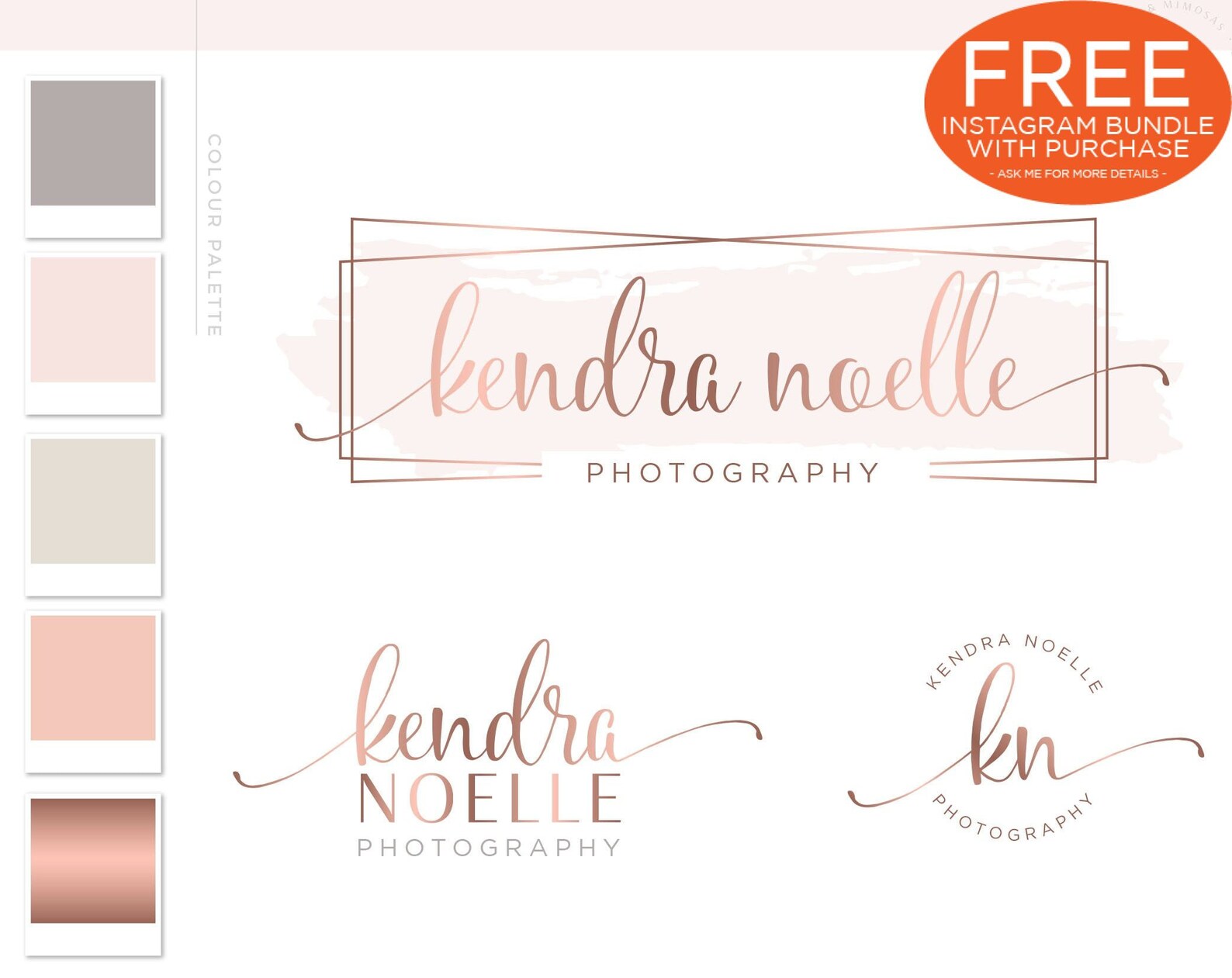 Rose Gold Logo Design Pink Watercolor Logo Branding Kit - Etsy