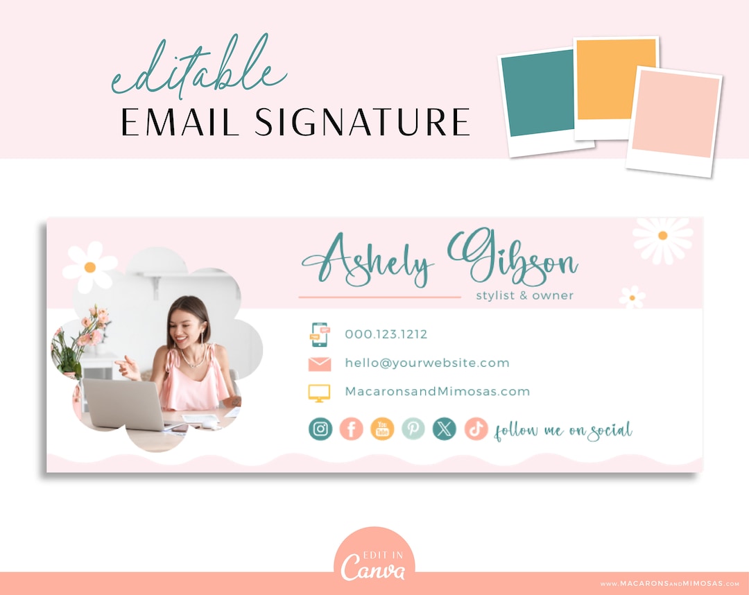 Daisy Email Signature Template for Canva, Gmail Email Signature ...