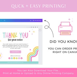 Cute Rainbow Thank You Card Template Design Editable in Canva for Small ...