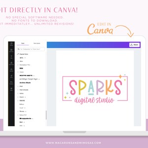 Rainbow Logo Template, Editable Canva Logo Design With Stars, Small ...
