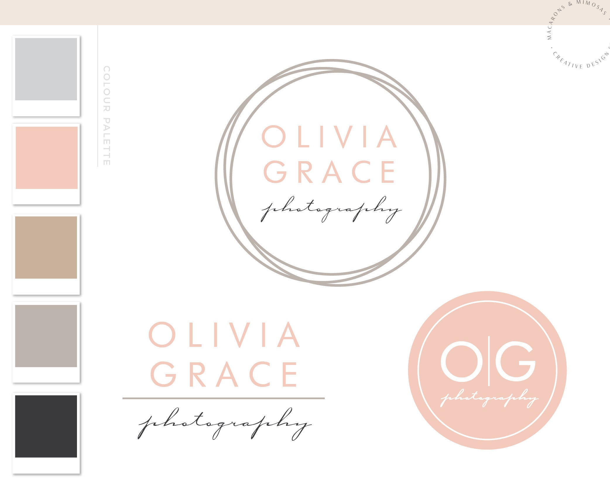 Blush Circle Script Photography Logo Boutique Calligraphy | Etsy