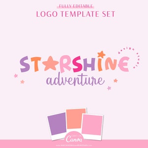Editable Canva Star Logo Template, Fun Retro Font Logo, DIY Colorful ...