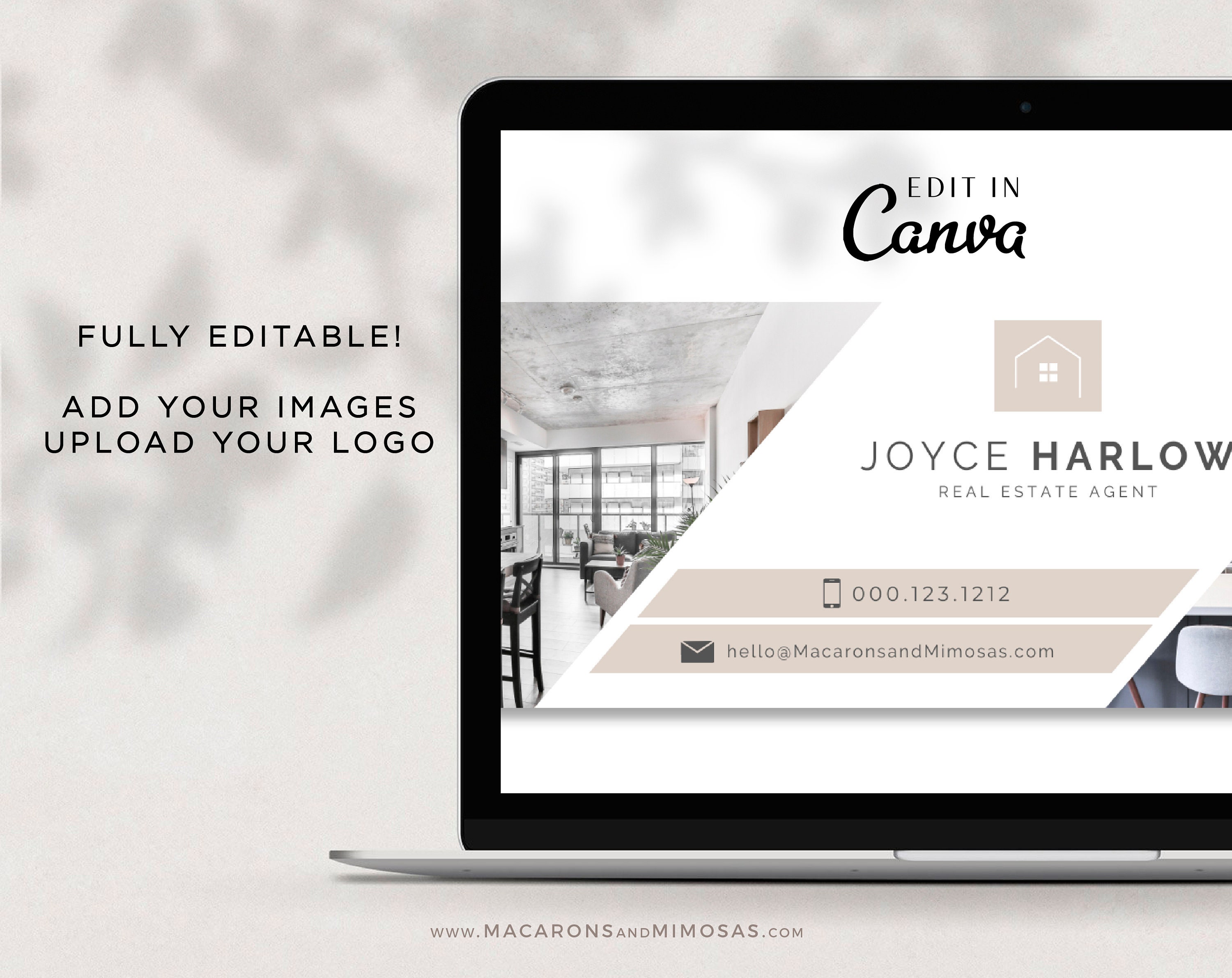 Canva Facebook Cover Template for Interior Designer & Realtor - Etsy Canada