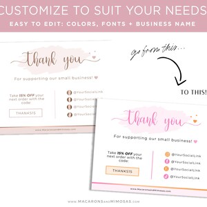 Business Thank You Insert Card Template, Editable Rose Gold Modern Card ...