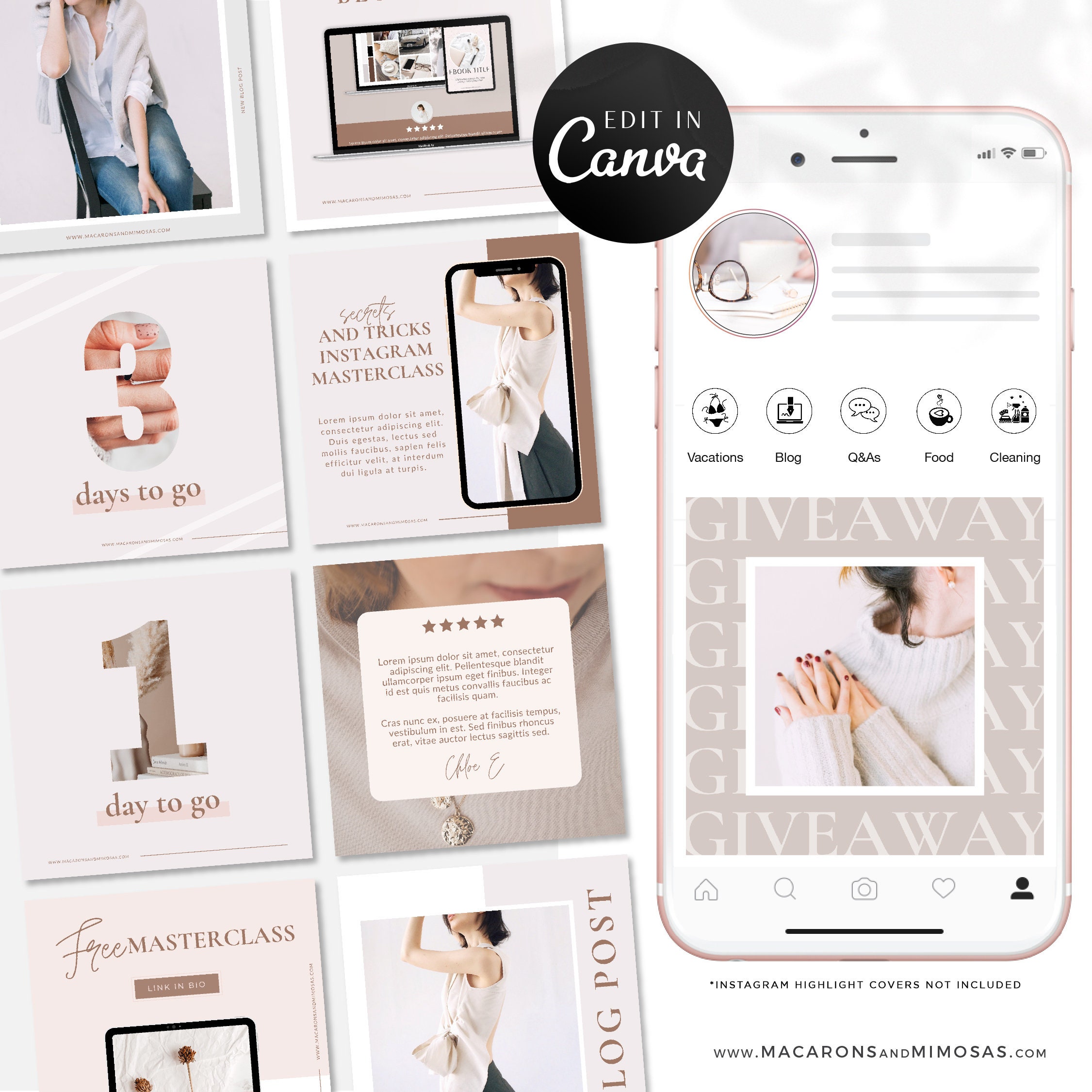 Instagram Templates for Canva Editable IG Square Posts 20 | Etsy