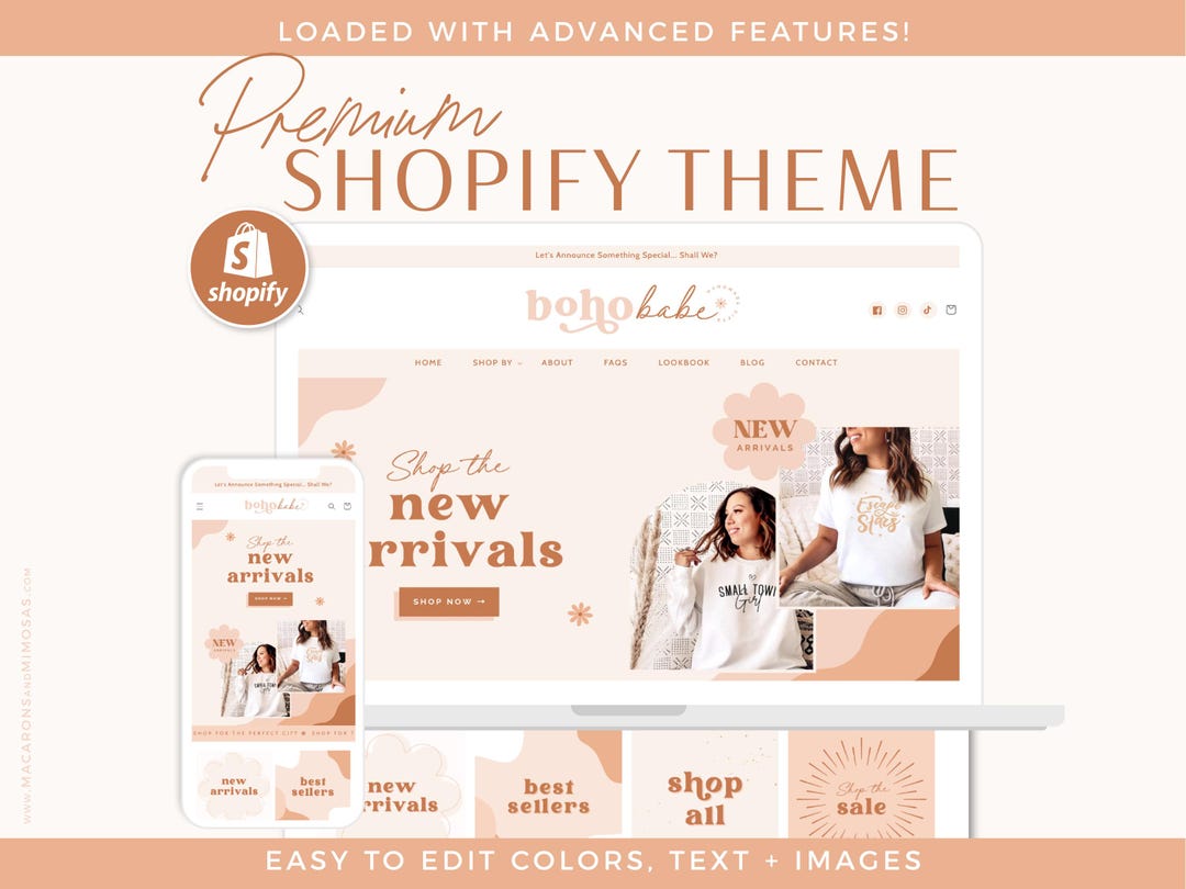Shopify Theme Boho Template, Online Apparel Boutique Store Banner ...
