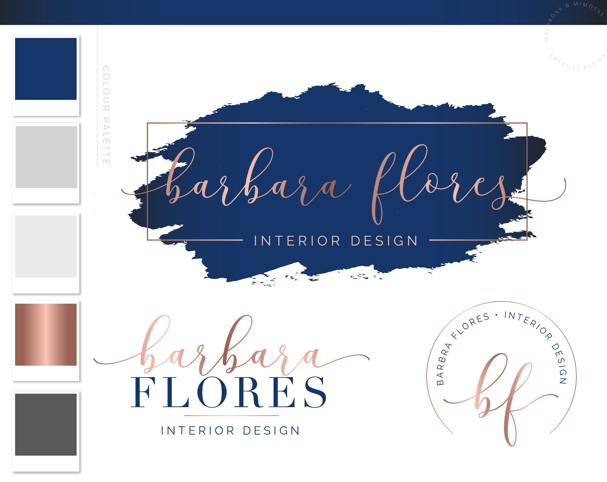 Rose Gold and Navy Blue Logo Design Beauty Lash Logo for | Etsy