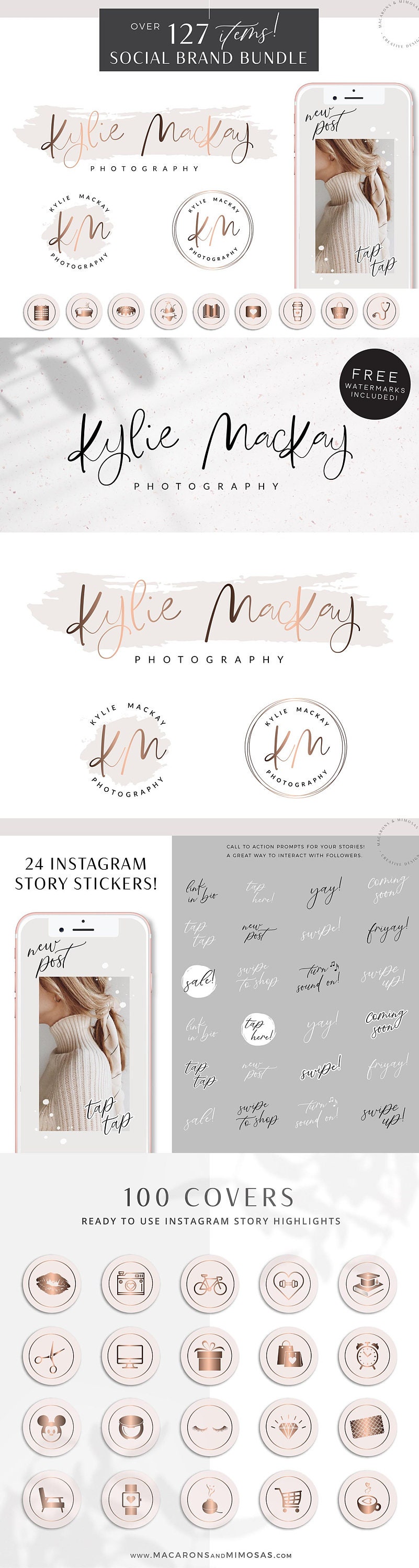 127 Piece Logo Branding Kit for Instagram Photography | Etsy