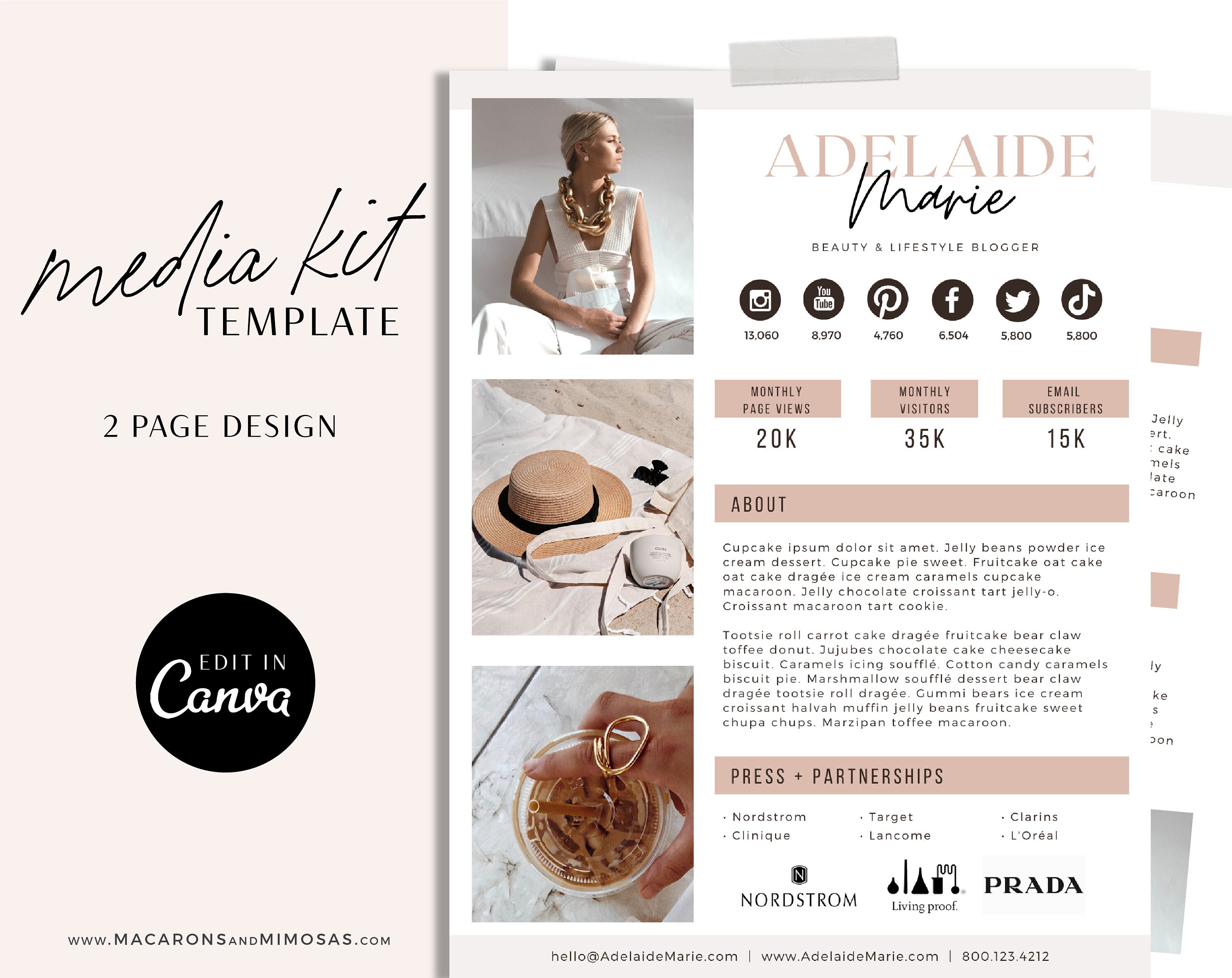 Editable Influencer Rate Card Price Sheet Canva Template Influencer 
