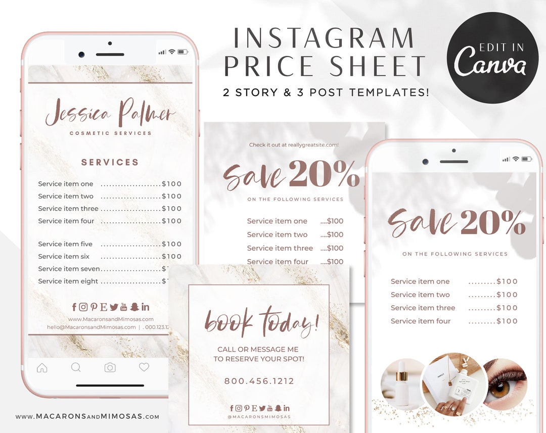 Instagram Price List Template Price List Post Templates - Etsy