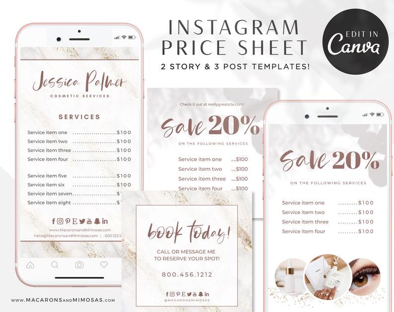 Instagram Price List Template Price List Post Templates | Etsy