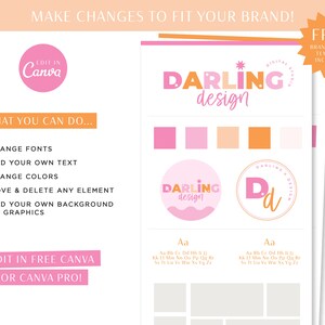 Bright Rainbow Retro DIY Logo Design, Pink Editable Canva Logo Template ...