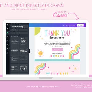 Cute Rainbow Thank You Card Template Canva Editable, Printable Card ...