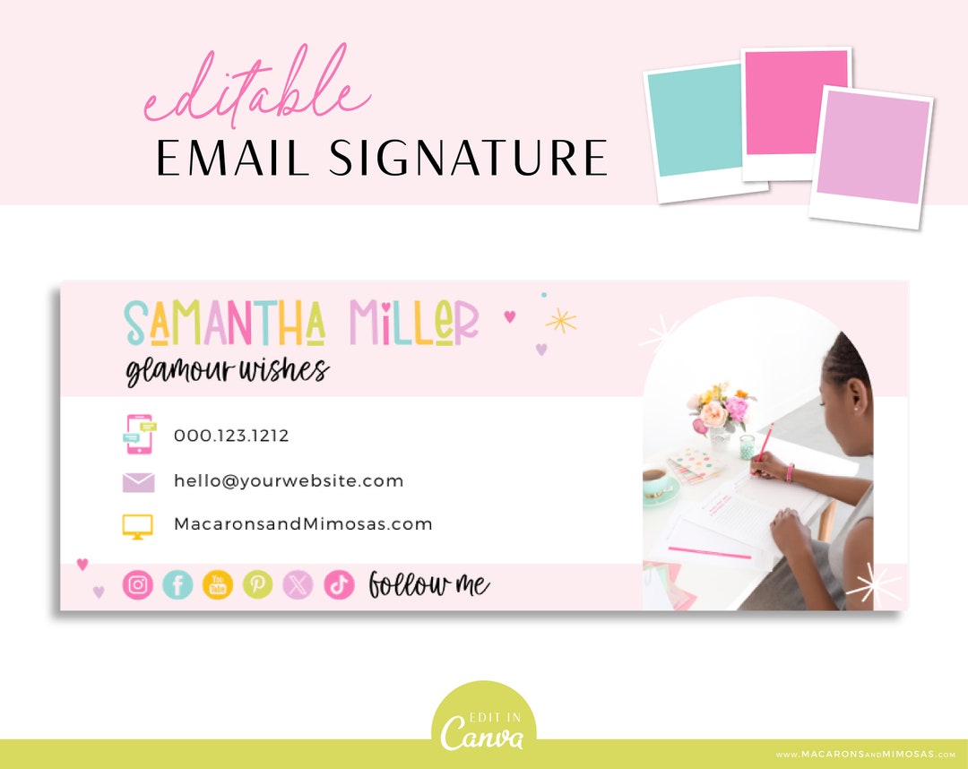 Gmail Email Signature Template, Rainbow Email Signature Clickable Canva ...