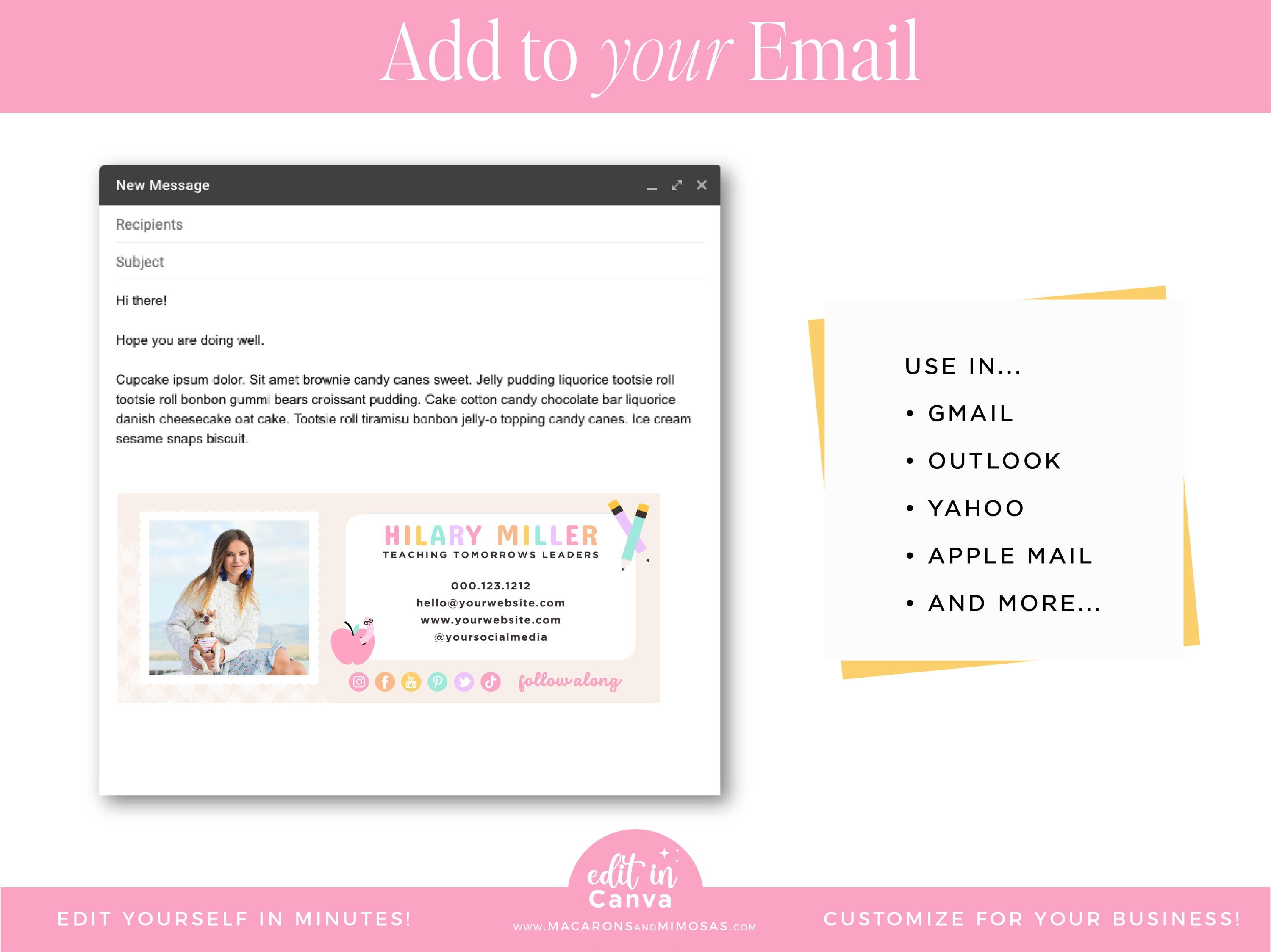 Colorful Fun Teacher Email Signature Template for Canva - Customizable ...