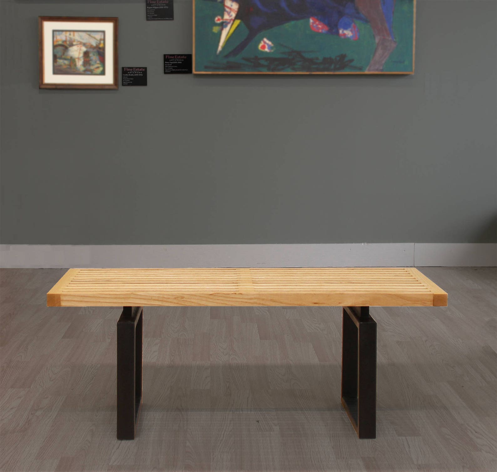 Ash Gallery Bench//modern Slat Design With Steel Legs//classic Seating ...