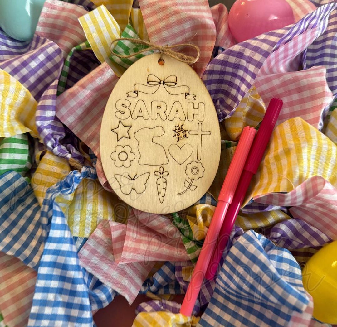Custom Engraved Wooden Easter Egg Coloring Craft - Etsy