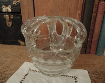 Antique glass basket | Etsy