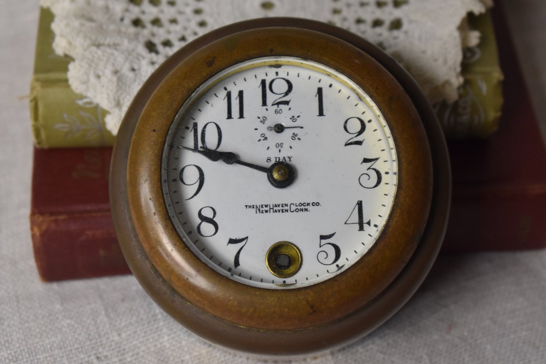 Antique Model T Brass Angle Mount Dash Clock / 8 Day New Haven Clock ...