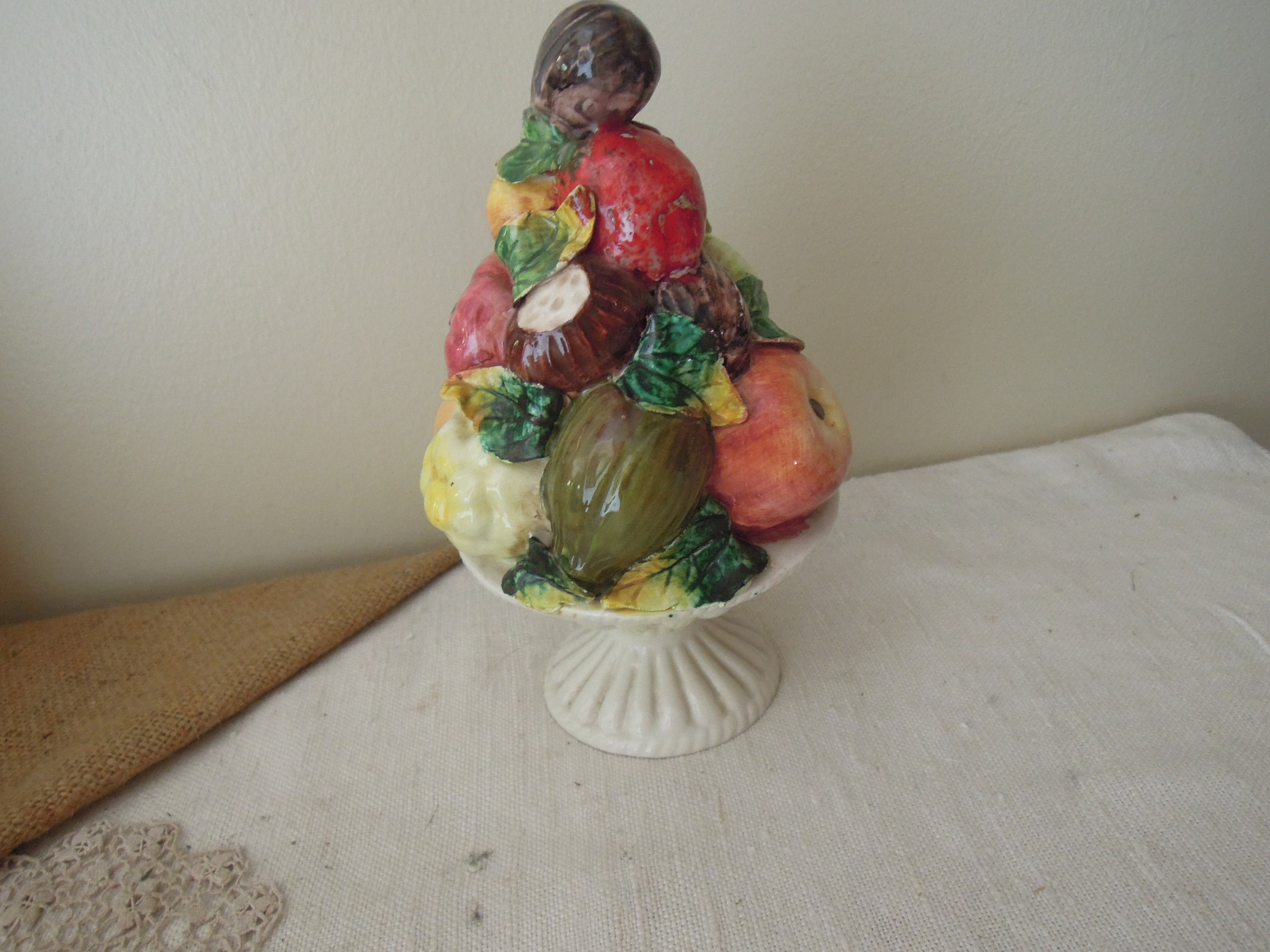 Vintage Italian Porcelain Basket / Fruit and Vegetable Topiary - Etsy