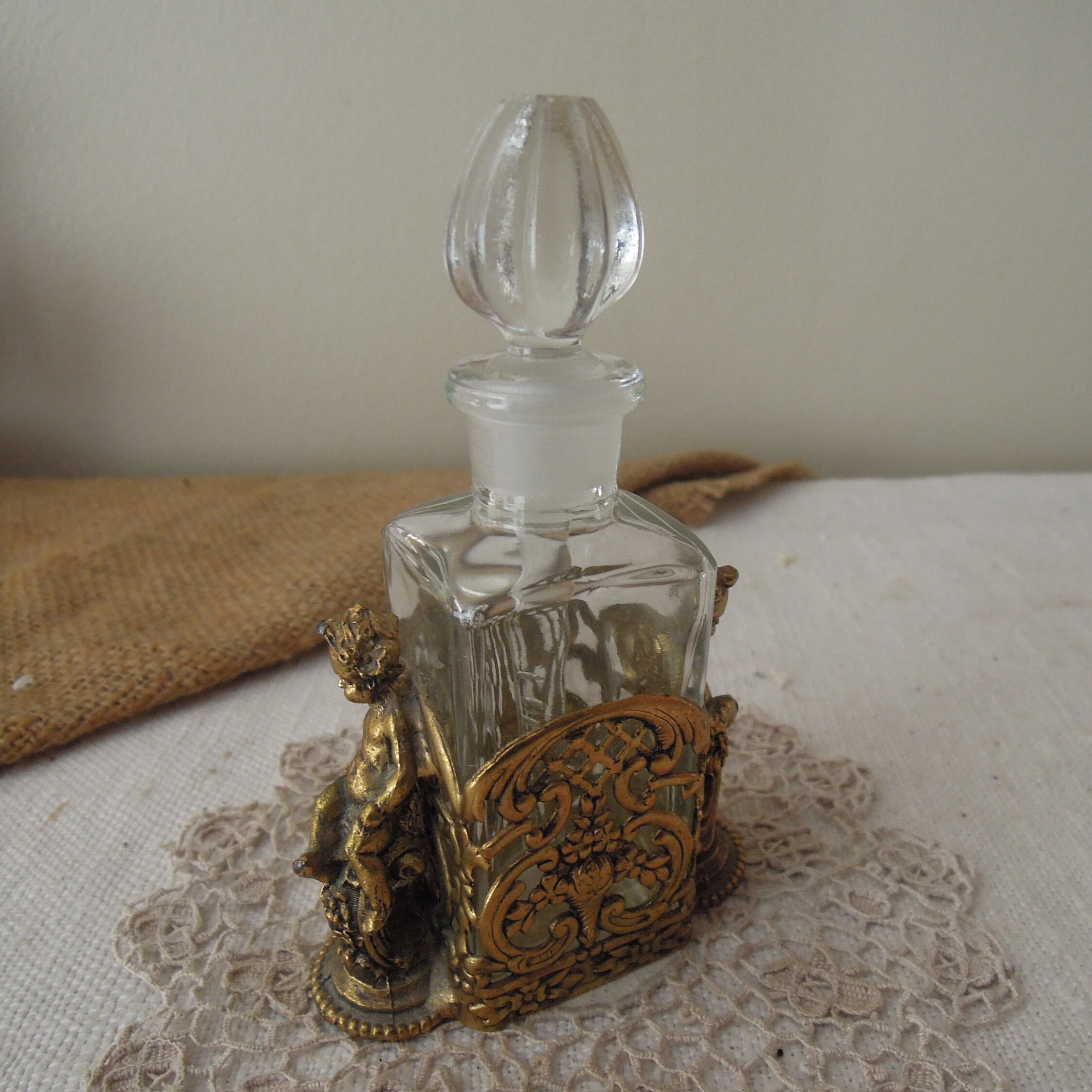 Vintage Angel Base & Glass Perfume Bottle / Vintage Miniature | Etsy