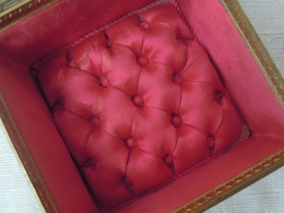 Vintage French Pink Silk Brass Box / Antique Napoleon… - Gem