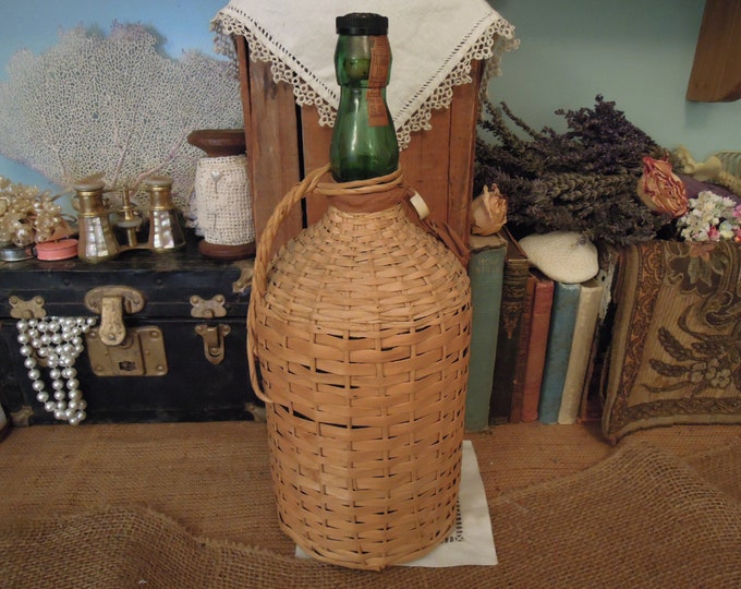 Vintage Bacardi Rum Bottle / Wicker Wrapped Demijohn / Wicker Wrapped ...