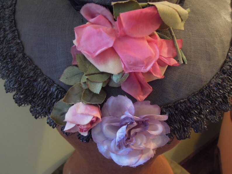 Vintage 1950's Straw Platter Ladies Hat / Navy Hat and - Etsy