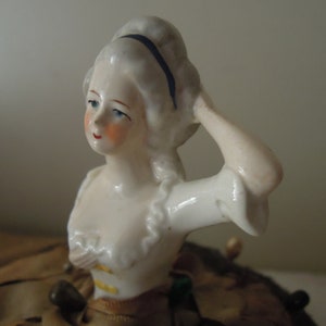Vintage Porcelain Lady Pin Cushion / Half Doll German Bisque Pin ...