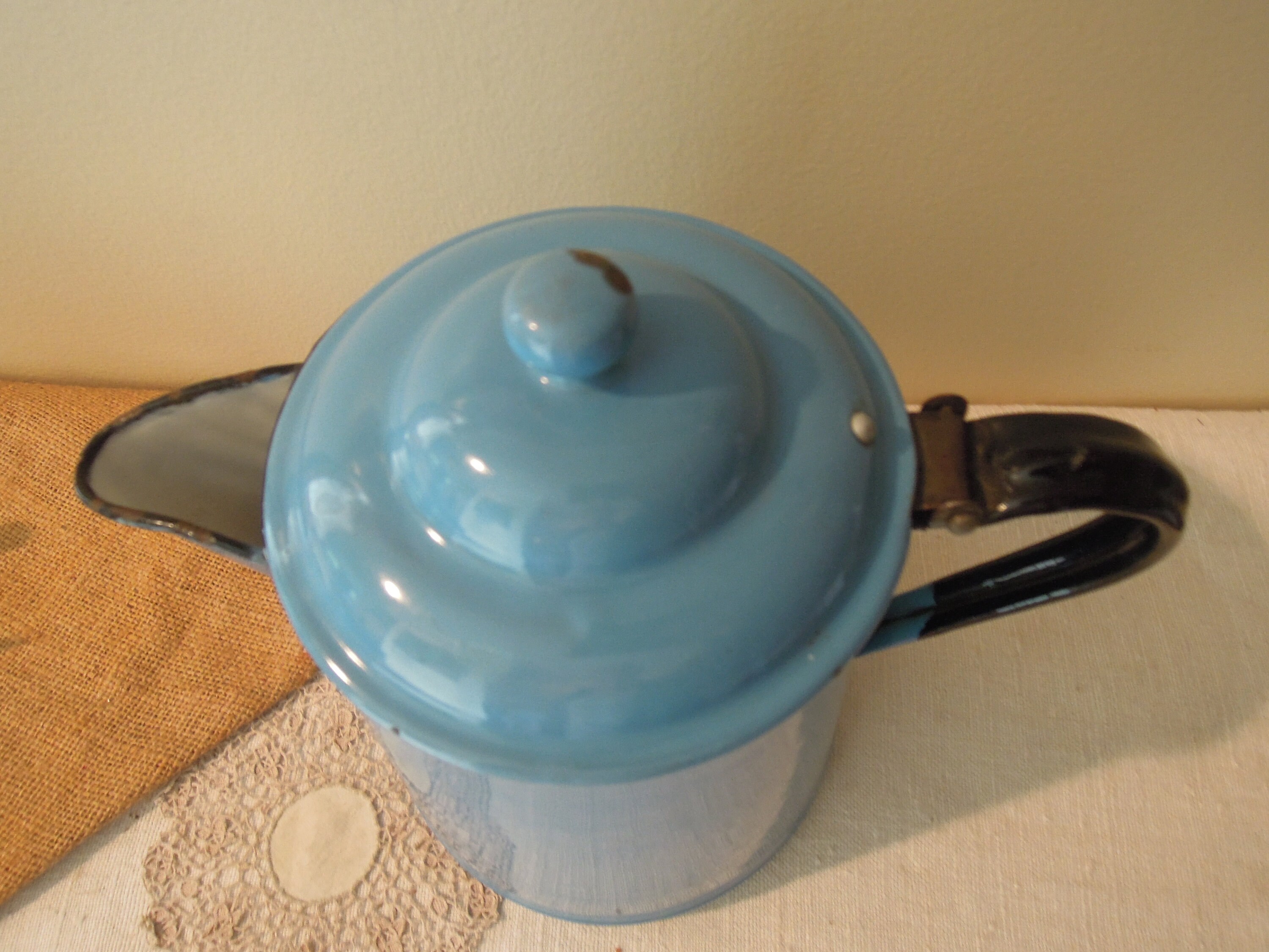 Vintage French Enamel Coffee Pot / Blue Enamel Ware / Enamel - Etsy