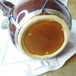 Antique English Slipware Teapot / Small Brown Pottery Teapot / Vintage ...