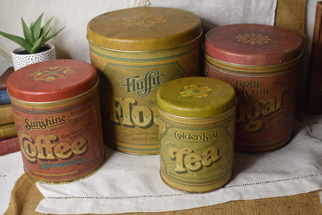Vintage Fluffy Green Kitchen Nesting Tins / Made in USA Ballonoff Tins ...